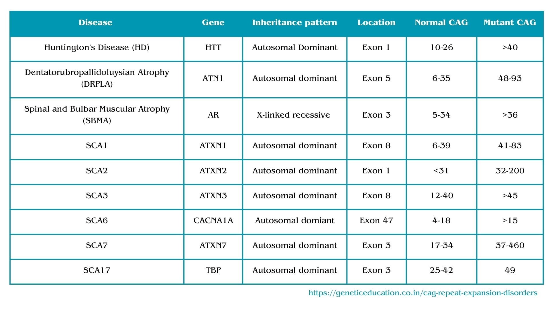 Trinucleotide Repeat Expansion Disorders 102: CAG Repeat Expansion Disorders – Genetic Education